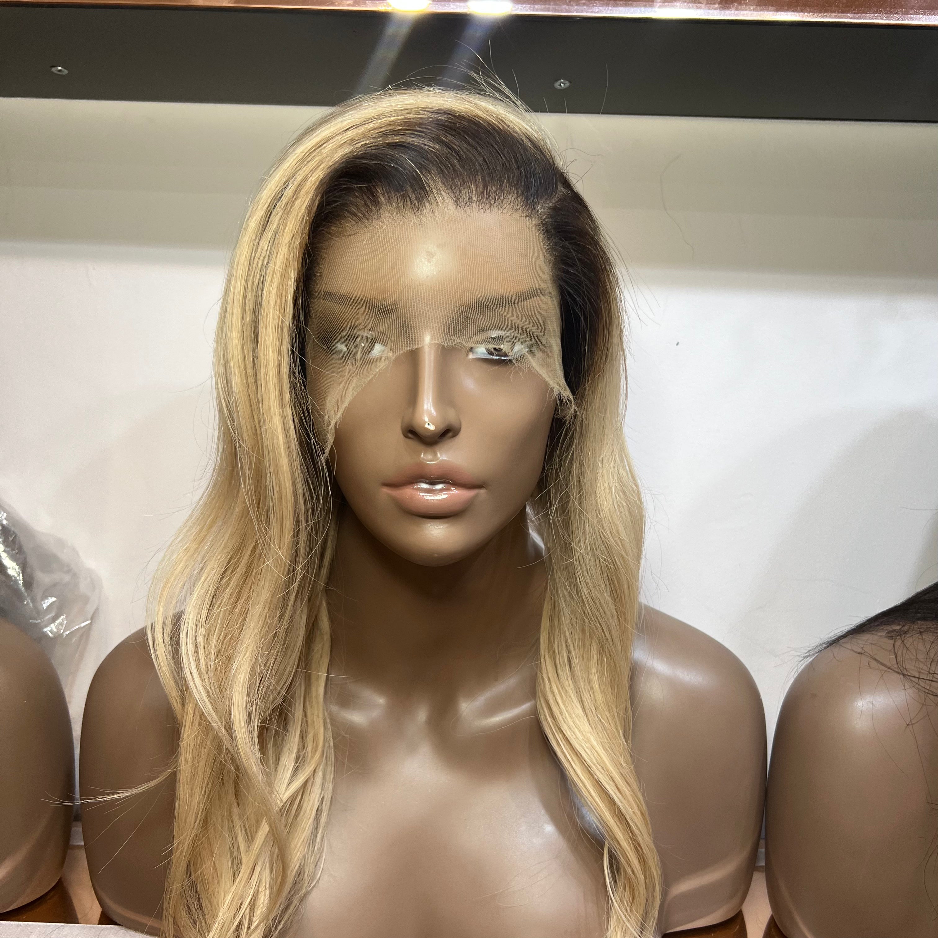 16" inches Colour #24 with Medium Brown Roots Straight Full Lace Wig ( – A-List Lace Hair