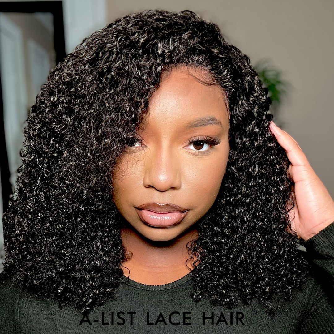 The SERENA - Exotic Curly Wig Human Hair HD Lace 13x6 Glueless Black N ...